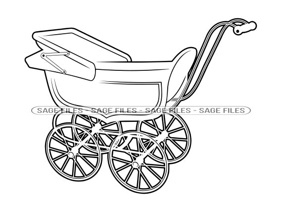 Stroller Outline 3 SVG Stroller Carriage Svg Baby Carriage - Etsy
