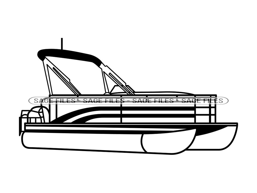 Pontoon Boat Outline SVG, Pontoon Boat SVG, Pontoon Boat Clipart ...