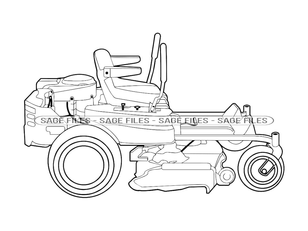 Zero Turn Lawn Mower Outline 2 SVG Lawn Mower Svg - Etsy