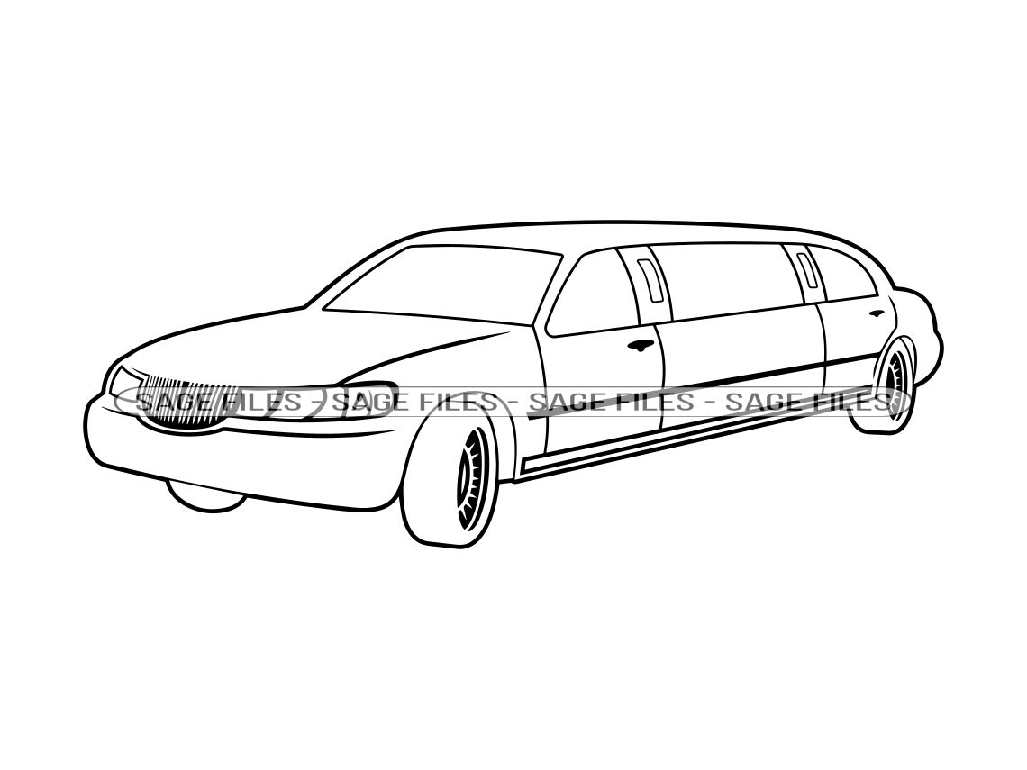 Limousine Outline SVG, Limousine SVG, Limousine Clipart, Limousine ...