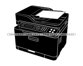 Office Printer SVG Clip Art Cut File Silhouette Dxf Eps Png Jpg Instant ...
