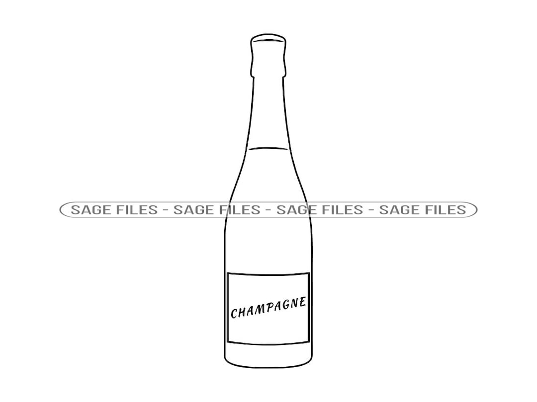 Champagne Bottle Outline SVG, Champagne Svg, Champagne Clipart ...
