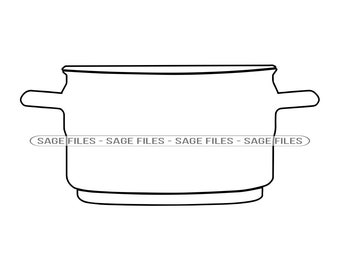 Cooking Pot Outline SVG, Food Svg, Cooking Pot Clipart, Cooking Pot ...