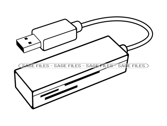 Card Reader Outline SVG USB Svg Portable Storage Svg Card - Etsy