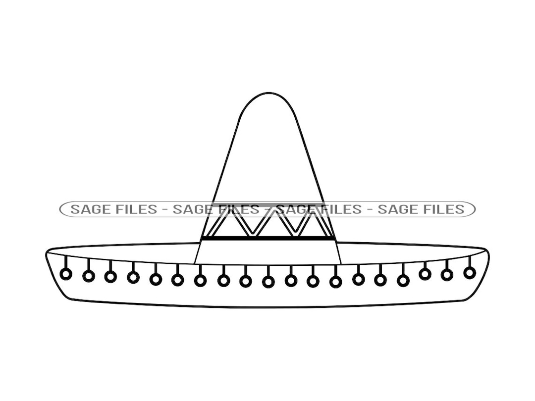Sombrero Outline #7 SVG, Sombrero SVG, Hat, Sombrero Clipart, Sombrero ...