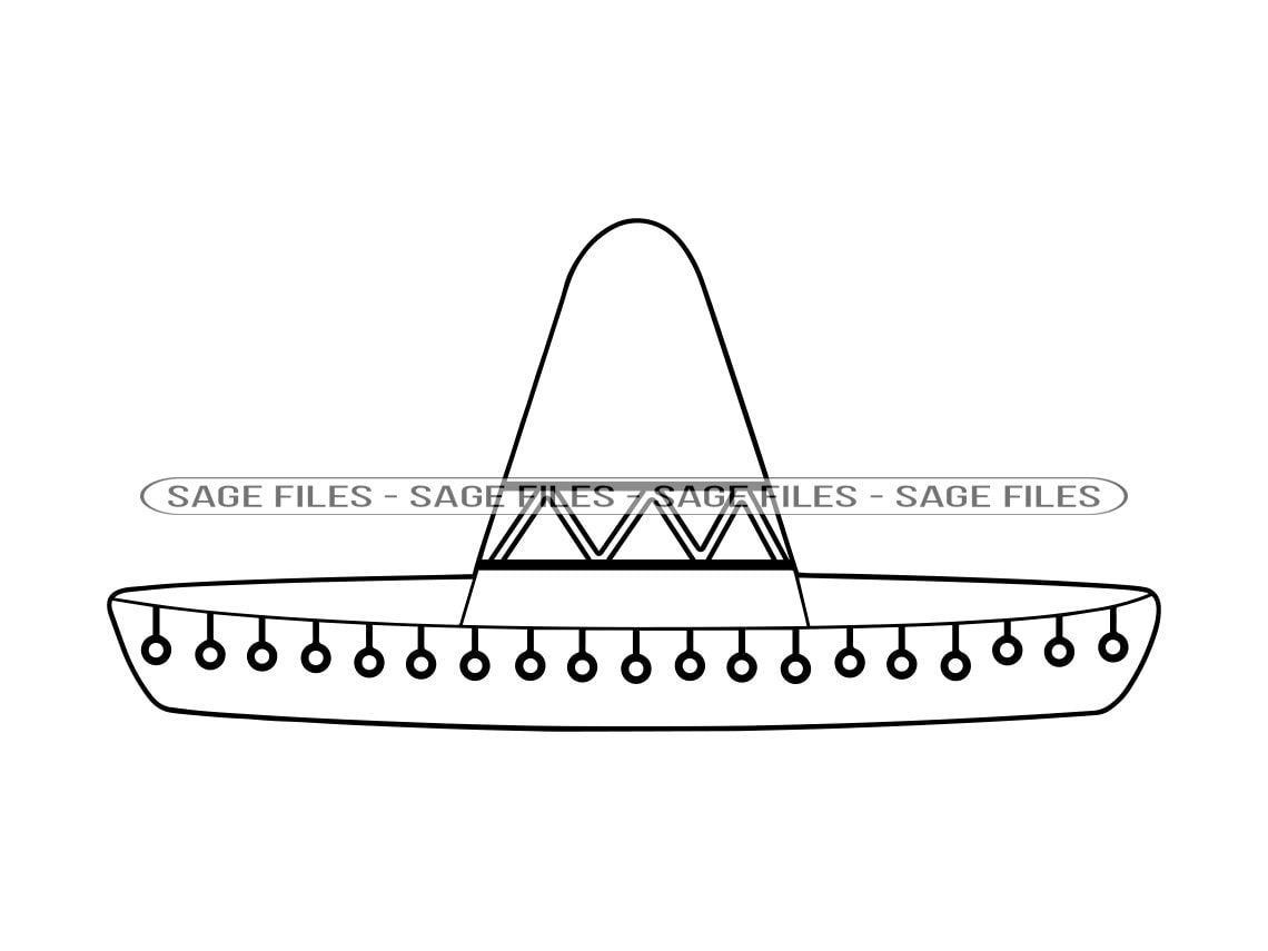 Sombrero Outline #7 SVG, Sombrero SVG, Hat, Sombrero Clipart, Sombrero ...