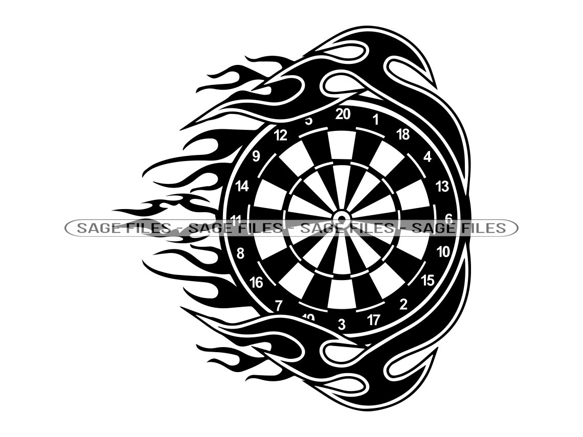 Flaming Dartboard SVG, Darts Svg, Dartboard Clipart, Dartboard Files ...