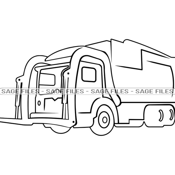 Garbage Truck Outline - Etsy