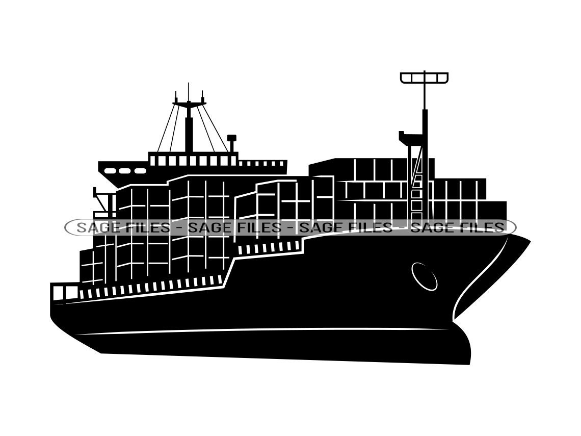 Container Ship SVG, Shipping Svg, Ship Svg, Container Ship Clipart ...