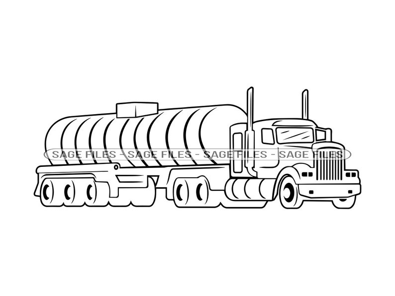 Tank Truck Outline 4 SVG, Oil Truck Svg, Truck Svg, Tank Truck Clipart ...