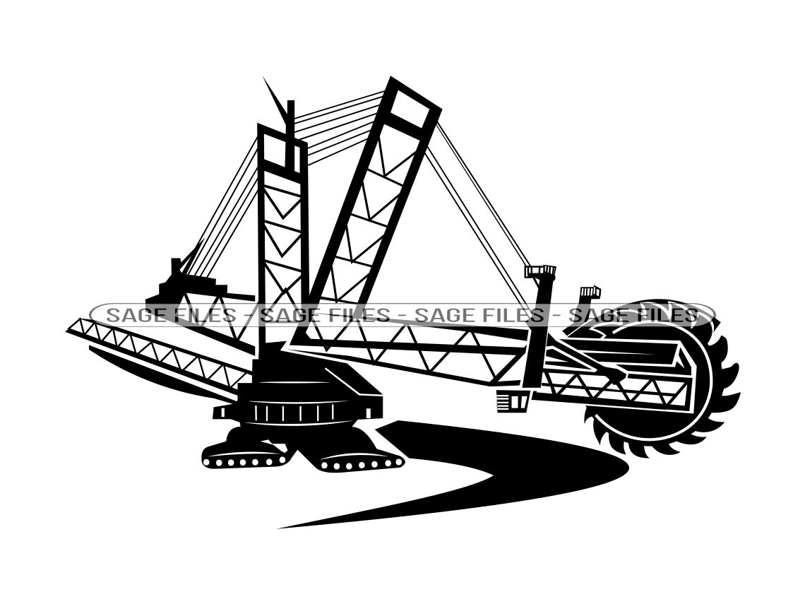 Bucket Wheel Excavator SVG, Mining Svg, Heavy Equipment Svg, Clipart ...