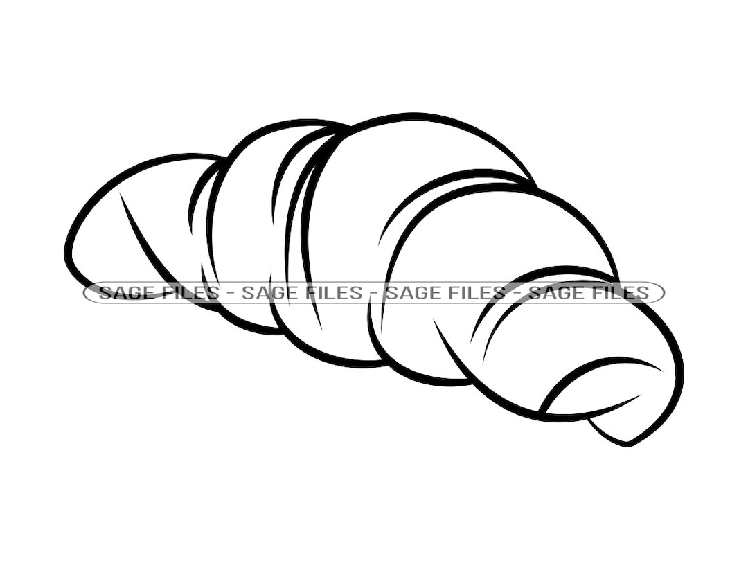 Croissant Outline SVG, Croissant Svg, Pastry SVG, Croissant Clipart ...