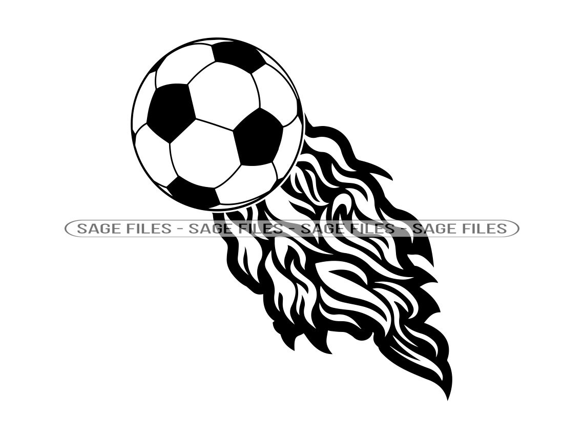 Soccer Balls On Fire Clipart Black