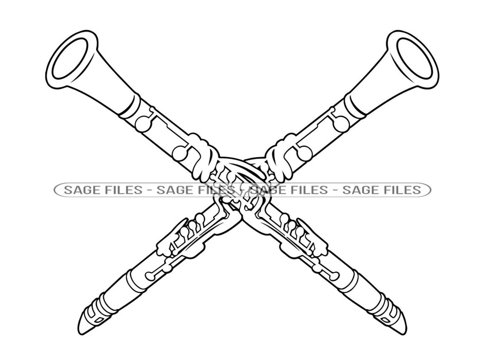 Clarinet Logo Outline SVG, Clarinet Svg, Clarinet Clipart, Clarinet ...