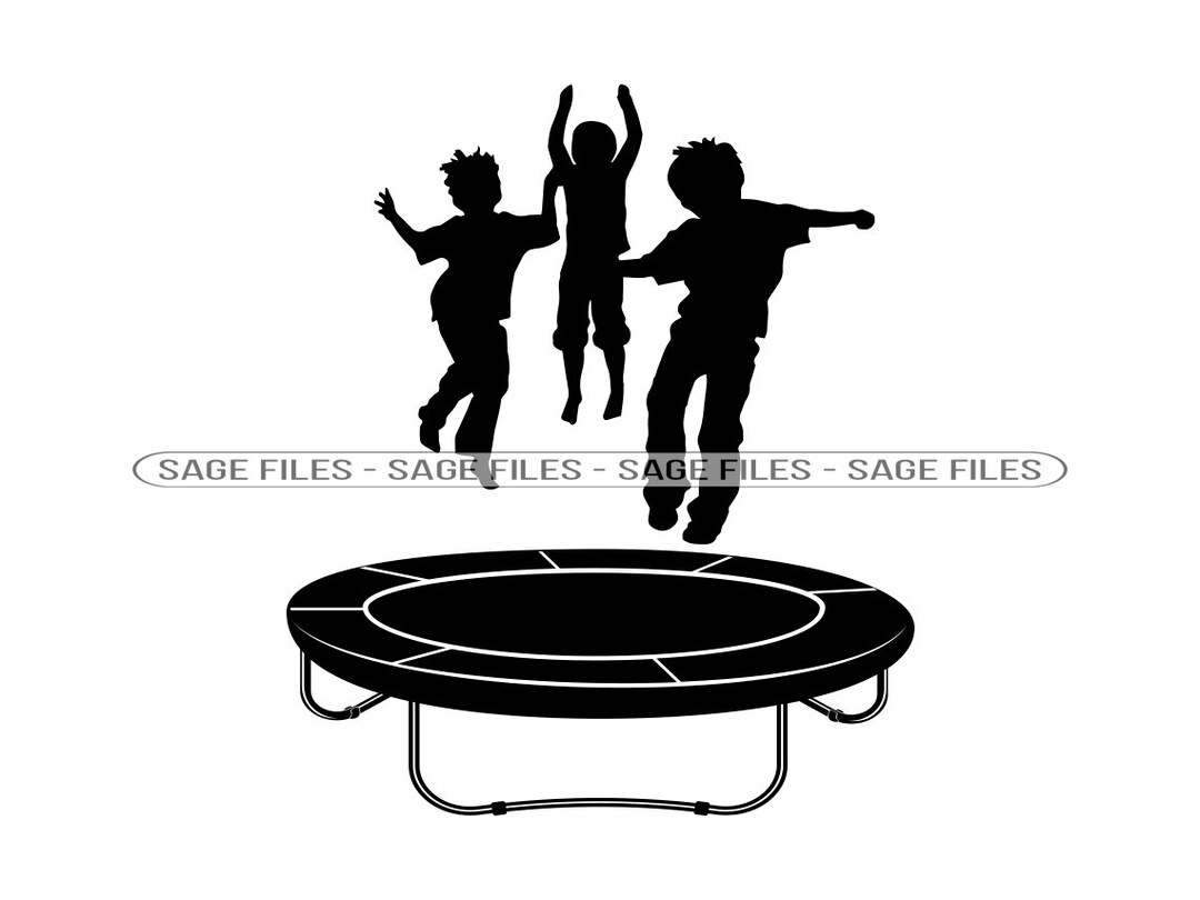 Kids Jumping on Trampoline SVG, Trampoline SVG, Trampoline Clipart ...