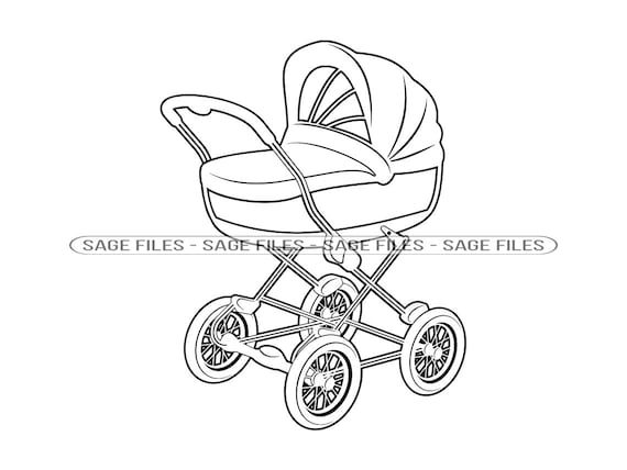 Stroller Outline 2 SVG Stroller Carriage Svg Baby Carriage - Etsy
