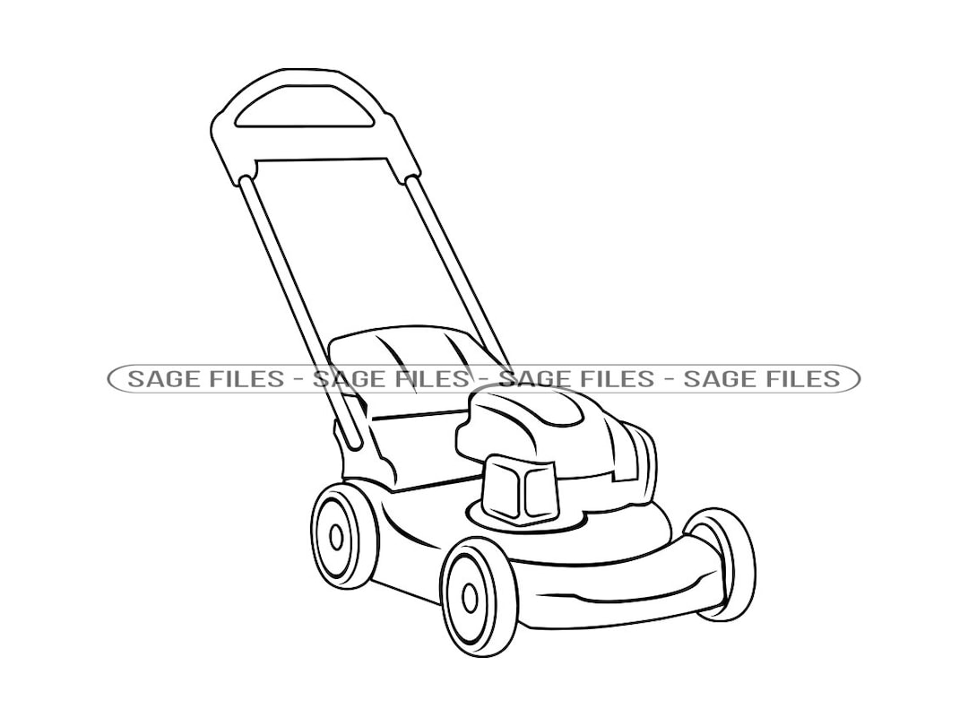 Lawn Mower Outline #3 SVG, Lawn Mower SVG, Landscaping Svg, Lawn Mower ...