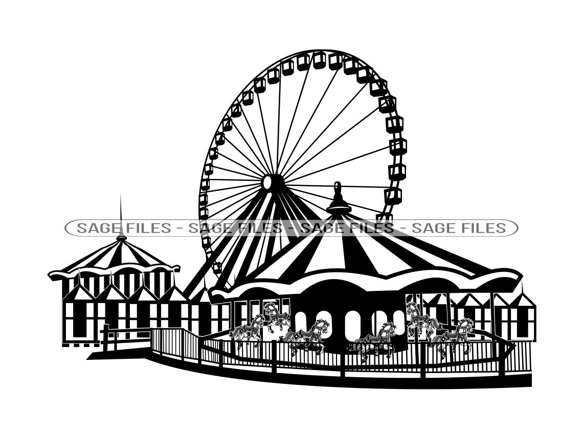 Amusement Park 4 SVG, Roller Coaster SVG, State Fair Svg, Amusement ...