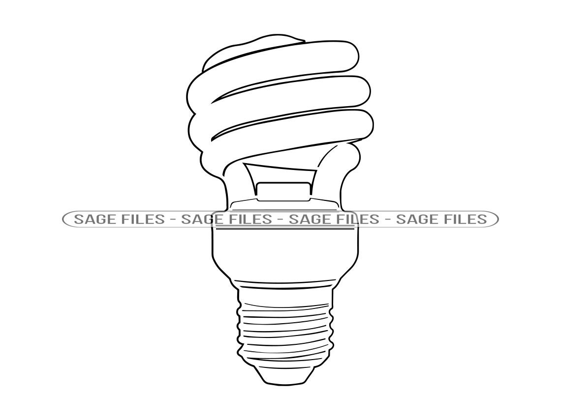 Fluorescent Light Bulb Outline SVG Spiral Light Bulb SVG - Etsy