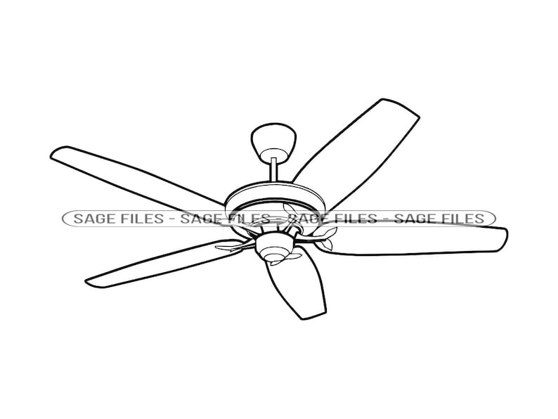 Ceiling Fan Outline SVG, Ceiling Fan SVG, Ceiling Fan Clipart, Ceiling ...
