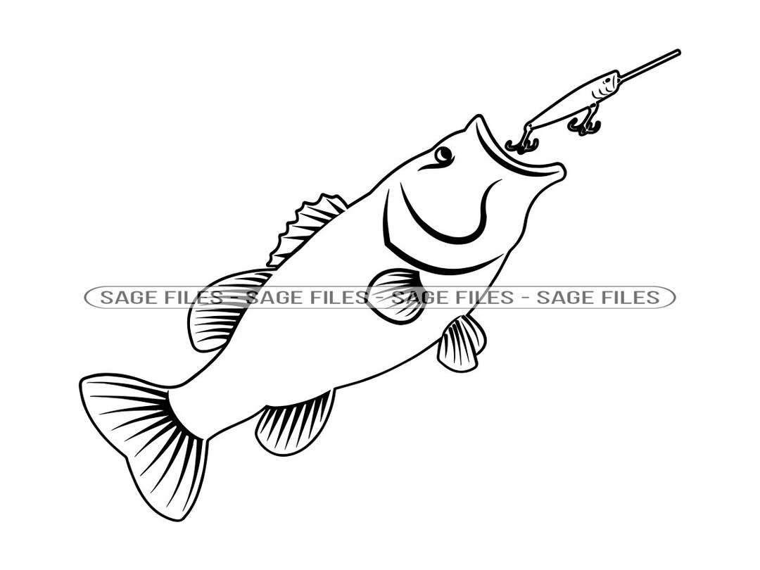 Fishing Outline 7 SVG, Fishing Svg, Fish SVG, Fishing Clipart, Fishing ...