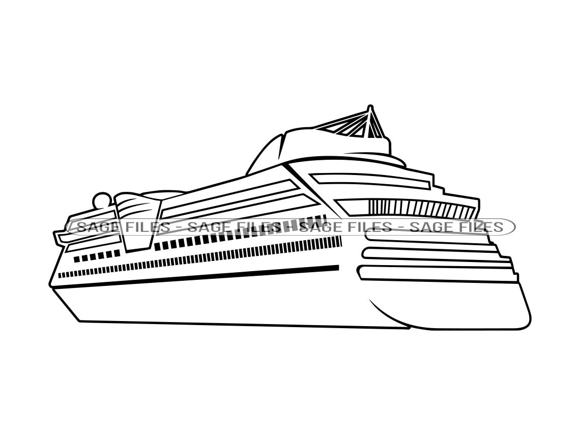 Cruise Ship Outline 12 SVG, Cruise Ship SVG, Cruise Ship Clipart ...