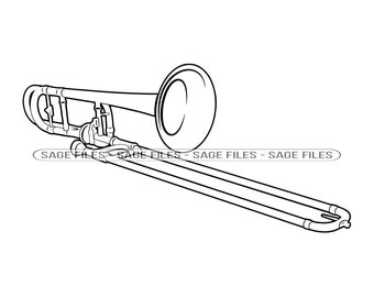 Trombone Outline Dxf - Etsy