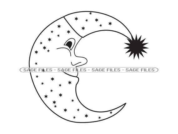 Bedtime Moon Clipart White And Grey