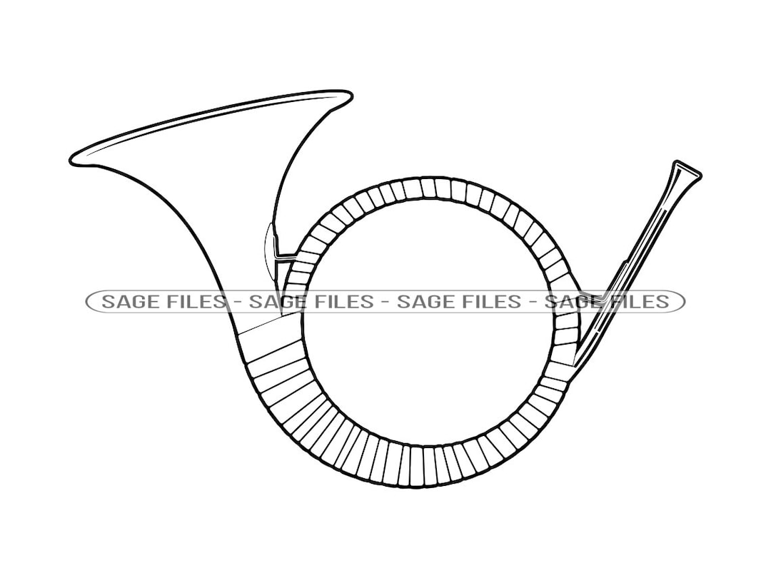 Hunting Horn Outline #2 SVG, Hunting Svg, Hunting Horn Clipart, Hunting ...