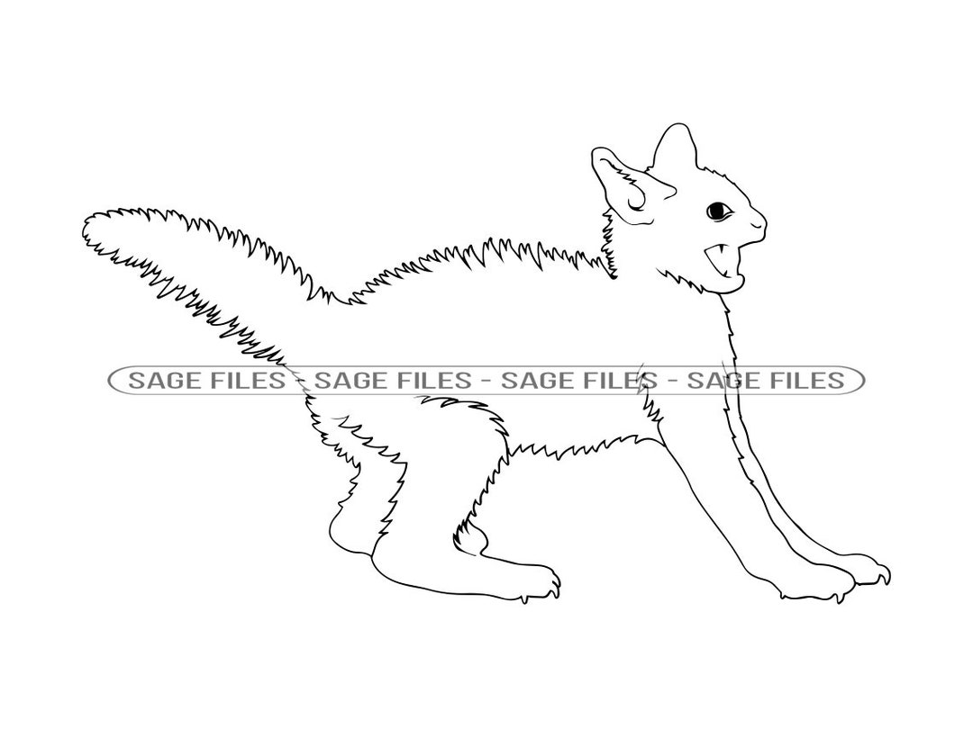 Hissing Cat Lineart