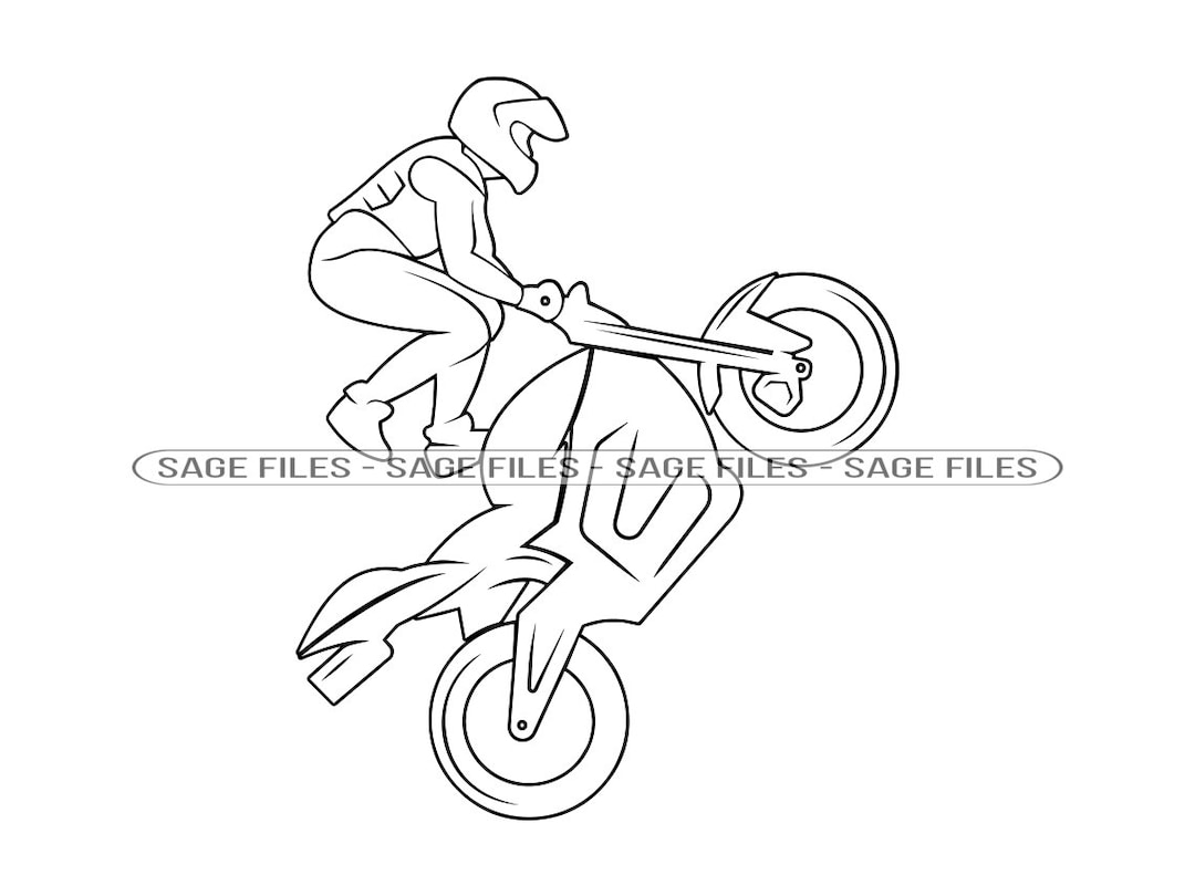 Freestyle Motocross Outline 8 SVG, Dirt Bike Svg, Stunt Bike Svg ...