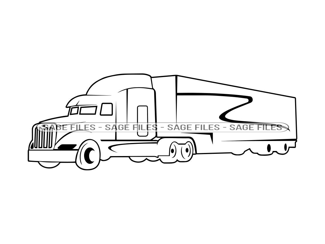 Truck Outline SVG Truck SVG Trucking Svg 18 Wheeler Truck - Etsy Israel