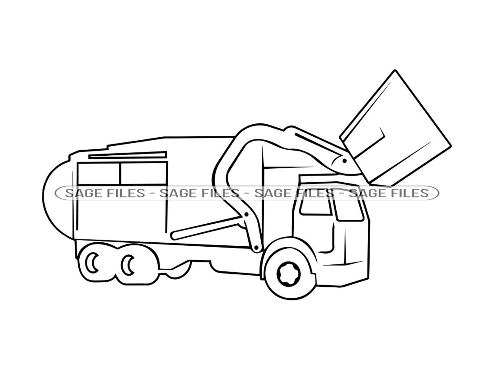 Front Loading Garbage Truck Outline SVG, Dump Truck Svg, Garbage Truck ...