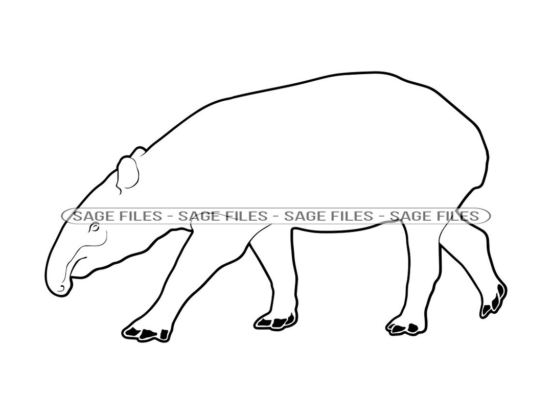 Tapir Outline SVG, Tapir SVG, Tapir Clipart, Tapir Files for Cricut ...