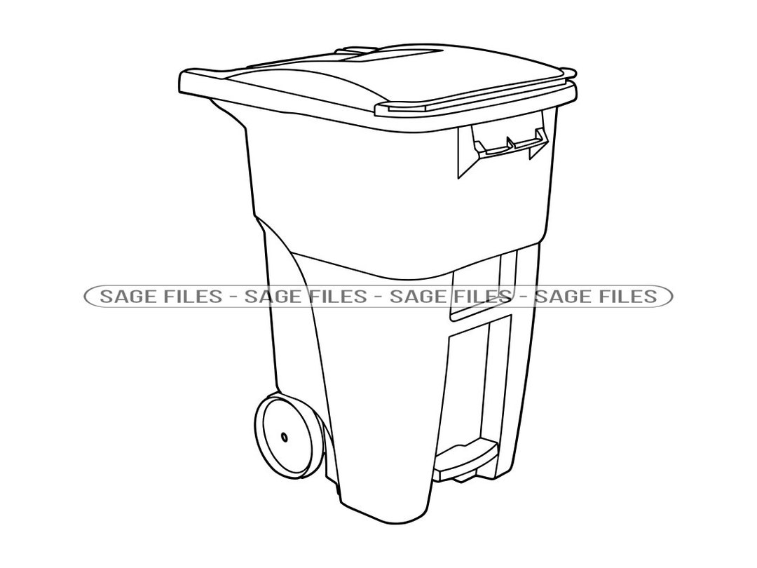 Trash Can Outline #2 SVG, Trash Can SVG, Garbage Can Svg, Trash Can ...