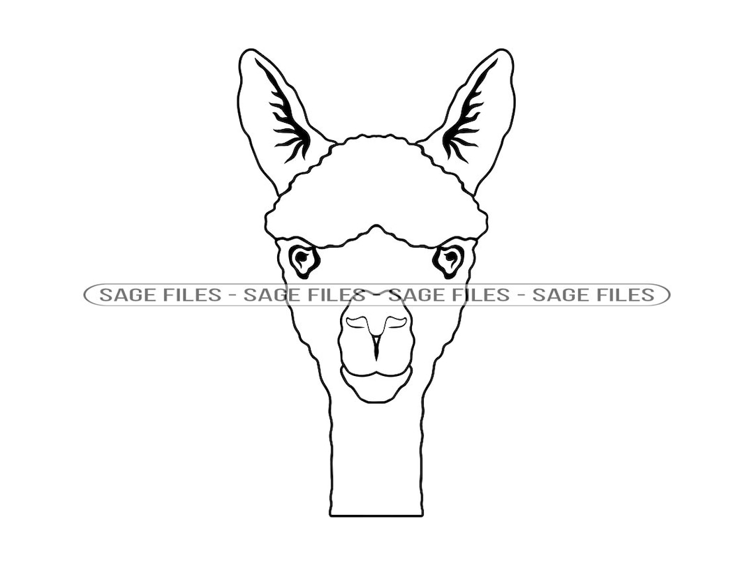 Lama Umriss 2 SVG, Lama Maskottchen Svg, Lama Clipart, Lama Dateien für ...