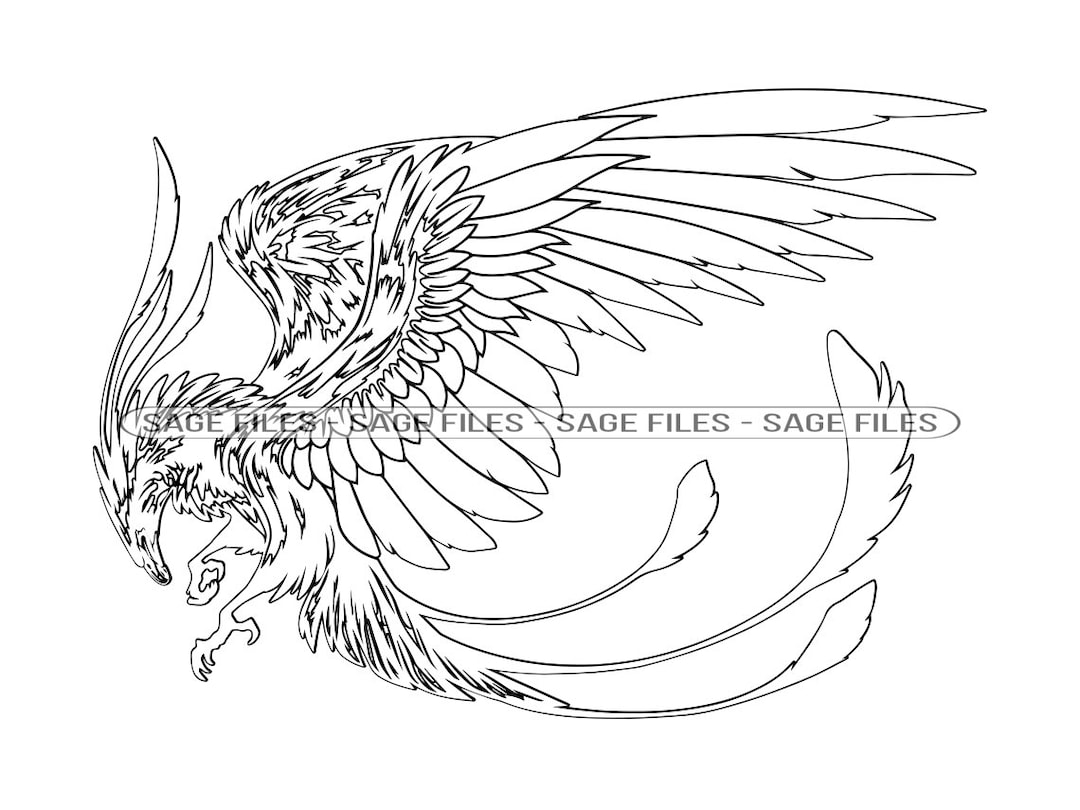 Phoenix Outline #5 Svg, Phoenix Svg, Phoenix Clipart, Phoenix Files for ...