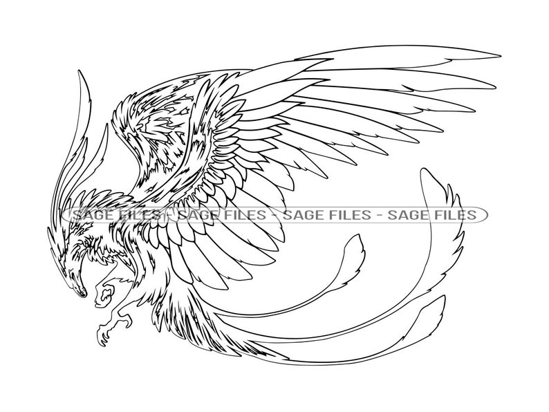 Phoenix Outline #5 Svg, Phoenix Svg, Phoenix Clipart, Phoenix Files for ...