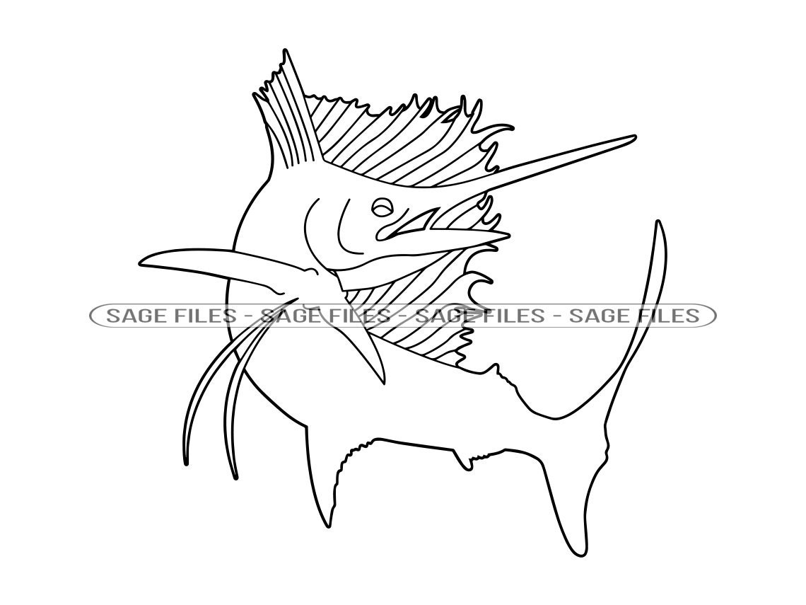 Sailfish Outline SVG Fishing Svg Fish Svg Fishing Clipart - Etsy