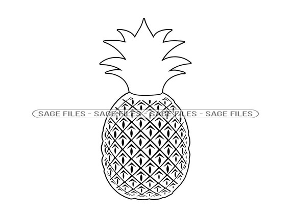 Pineapple Outline 2 SVG Pineapple Svg Pineapple Clipart - Etsy