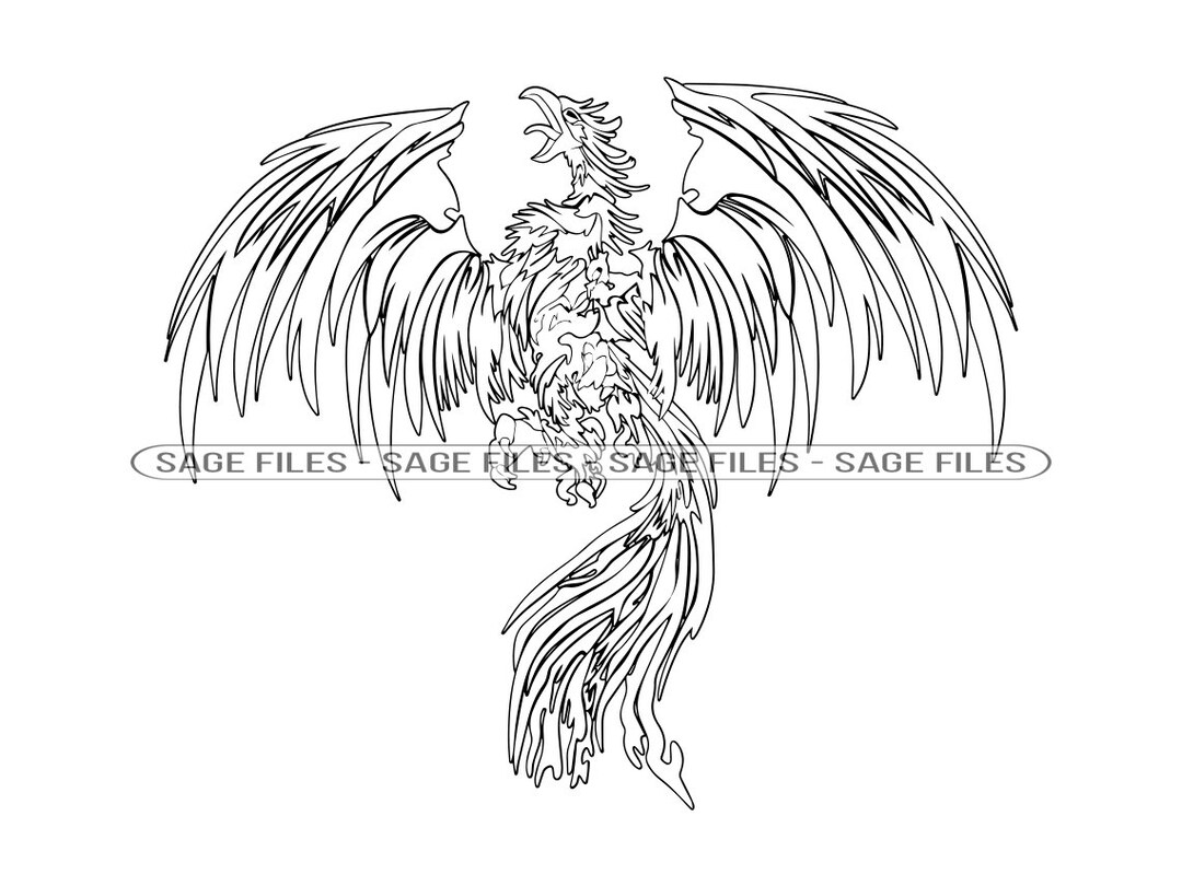 Phoenix Outline 4 Svg, Phoenix Svg, Phoenix Clipart, Phoenix Files for ...