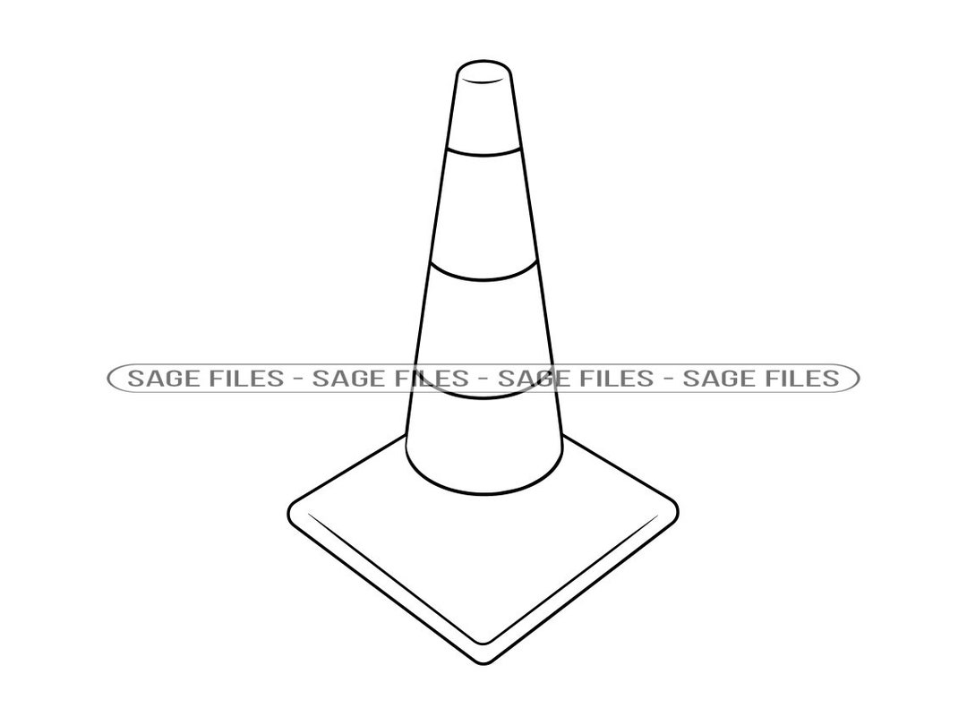 Traffic Cone Outline 2 SVG, Road Svg, Traffic Cone Clipart, Traffic Cone Files for Cricut ...