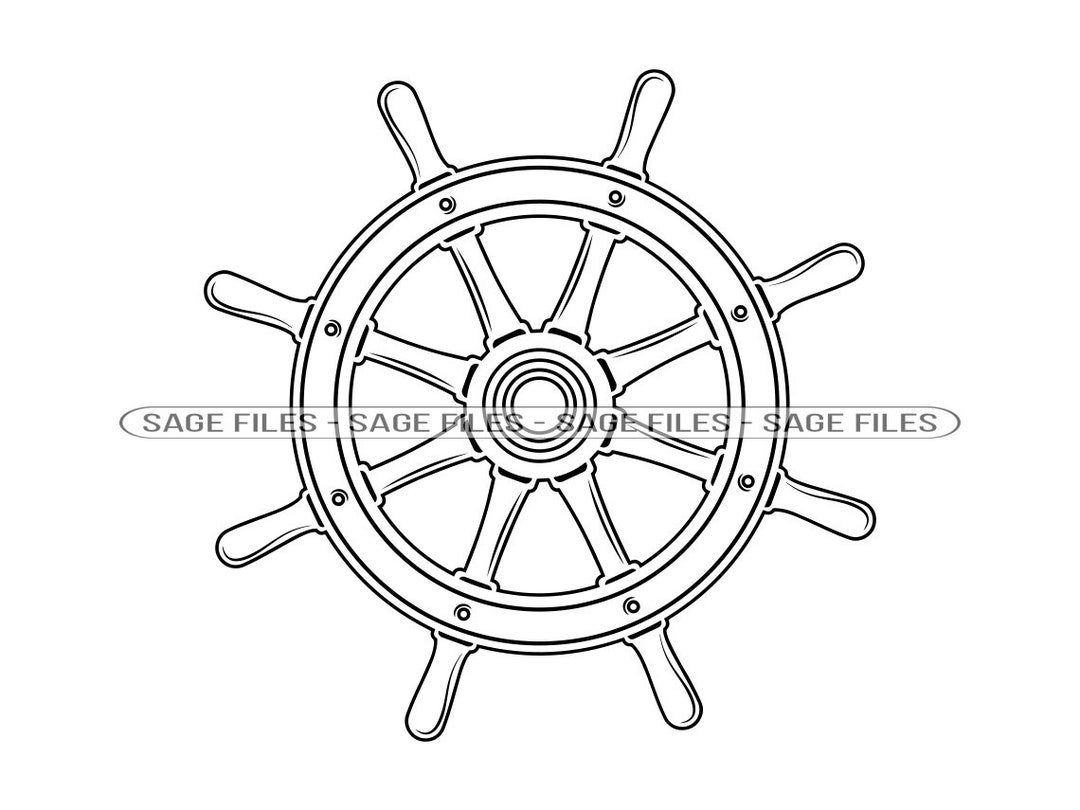 Ships Wheel Outline SVG, Ships Wheel SVG, Nautical Svg, Ships Wheel ...