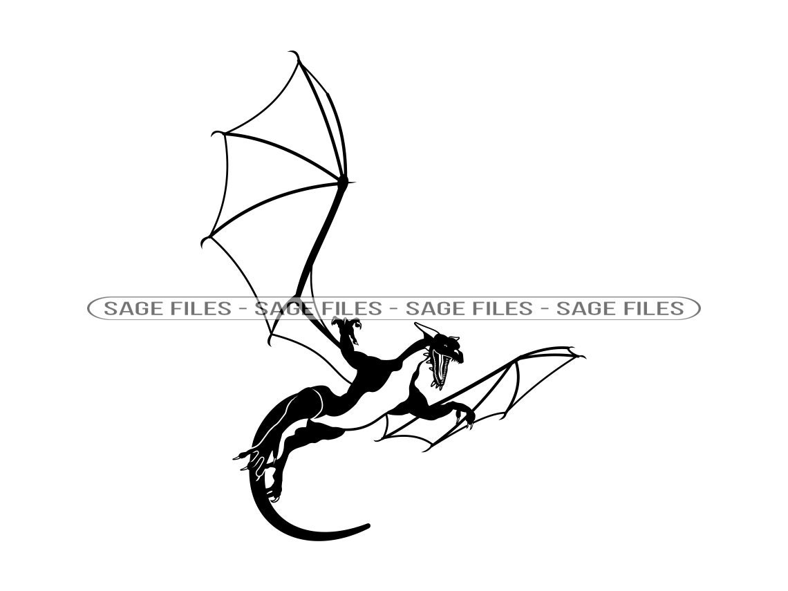 Flying Dragon Line Art