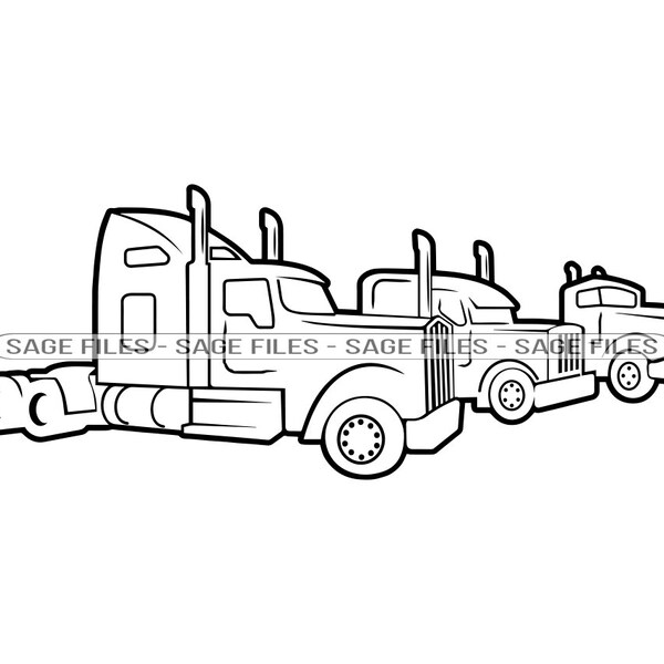 Truck Outlines Svg - Etsy