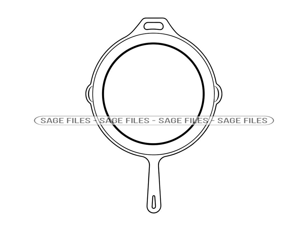 Cast Iron Skillet Outline #2 SVG, Cooking Svg, Cast Iron Skillet ...