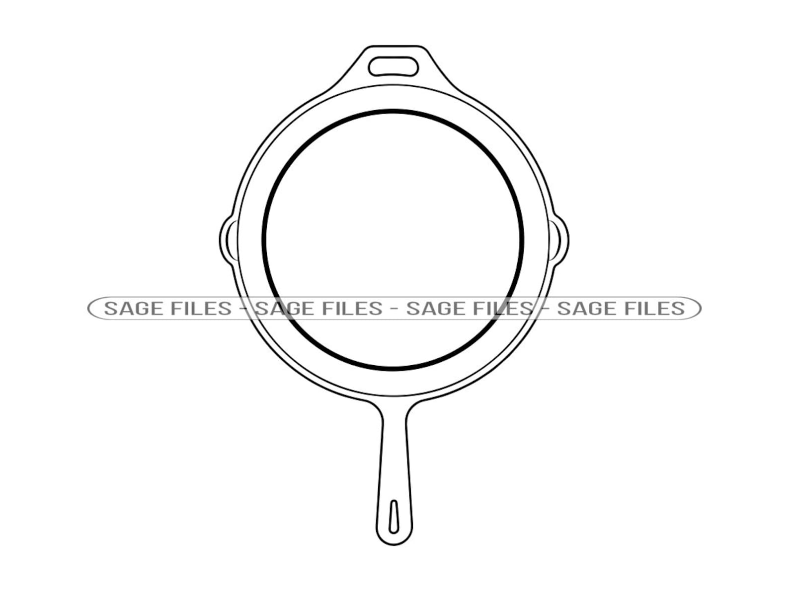Cast Iron Skillet Outline #2 SVG, Cooking Svg, Cast Iron Skillet ...
