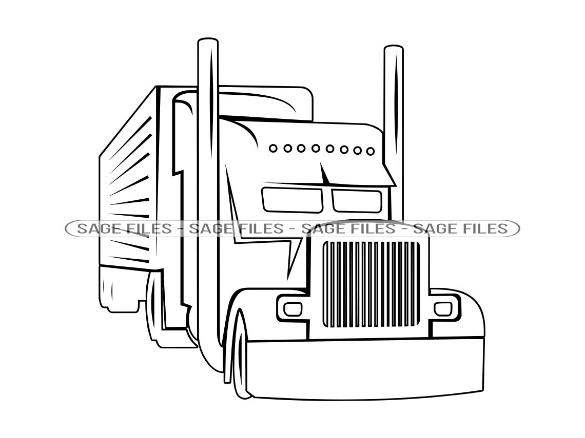 Truck Outline 7 SVG, Truck SVG, Trucking Svg, 18 Wheeler, Truck Clipart ...