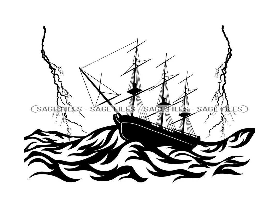 Sea Storm SVG, Ship Svg, Nautical Svg, Navy Svg, Thunderstorm Svg ...