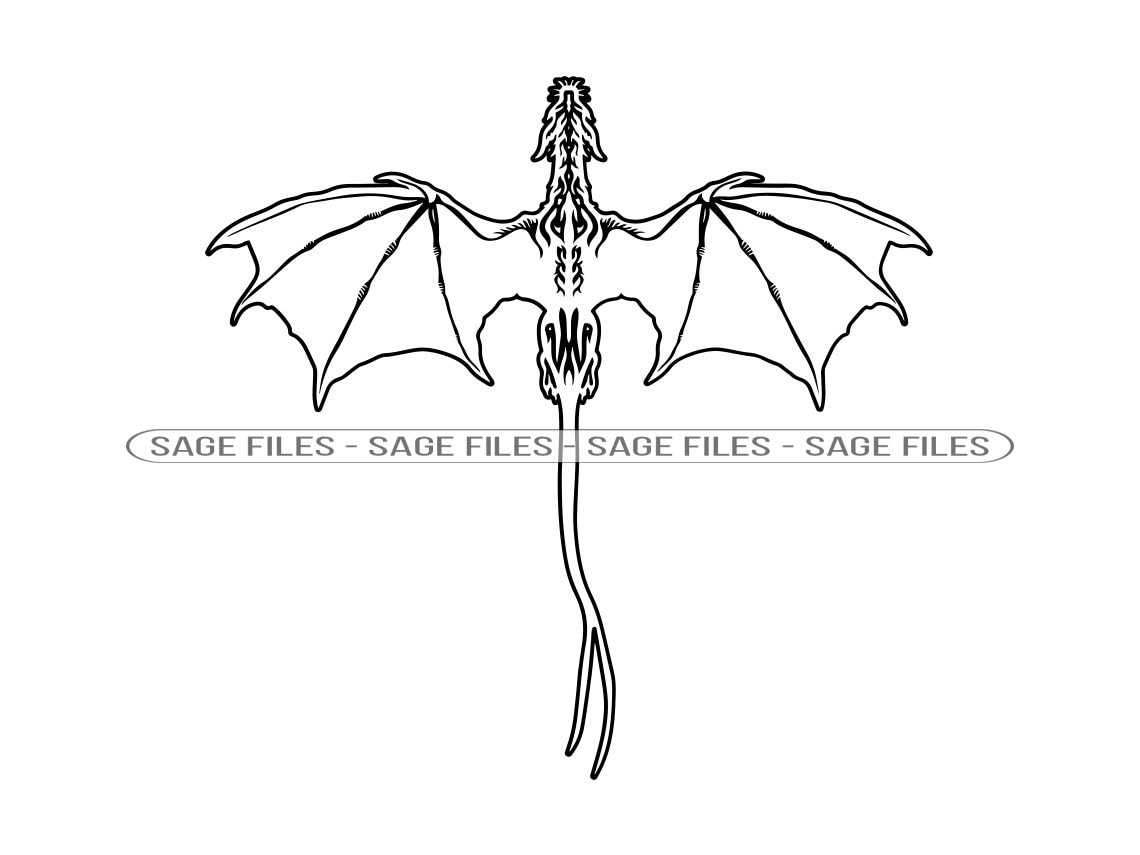 Simple Flying Dragon Outline